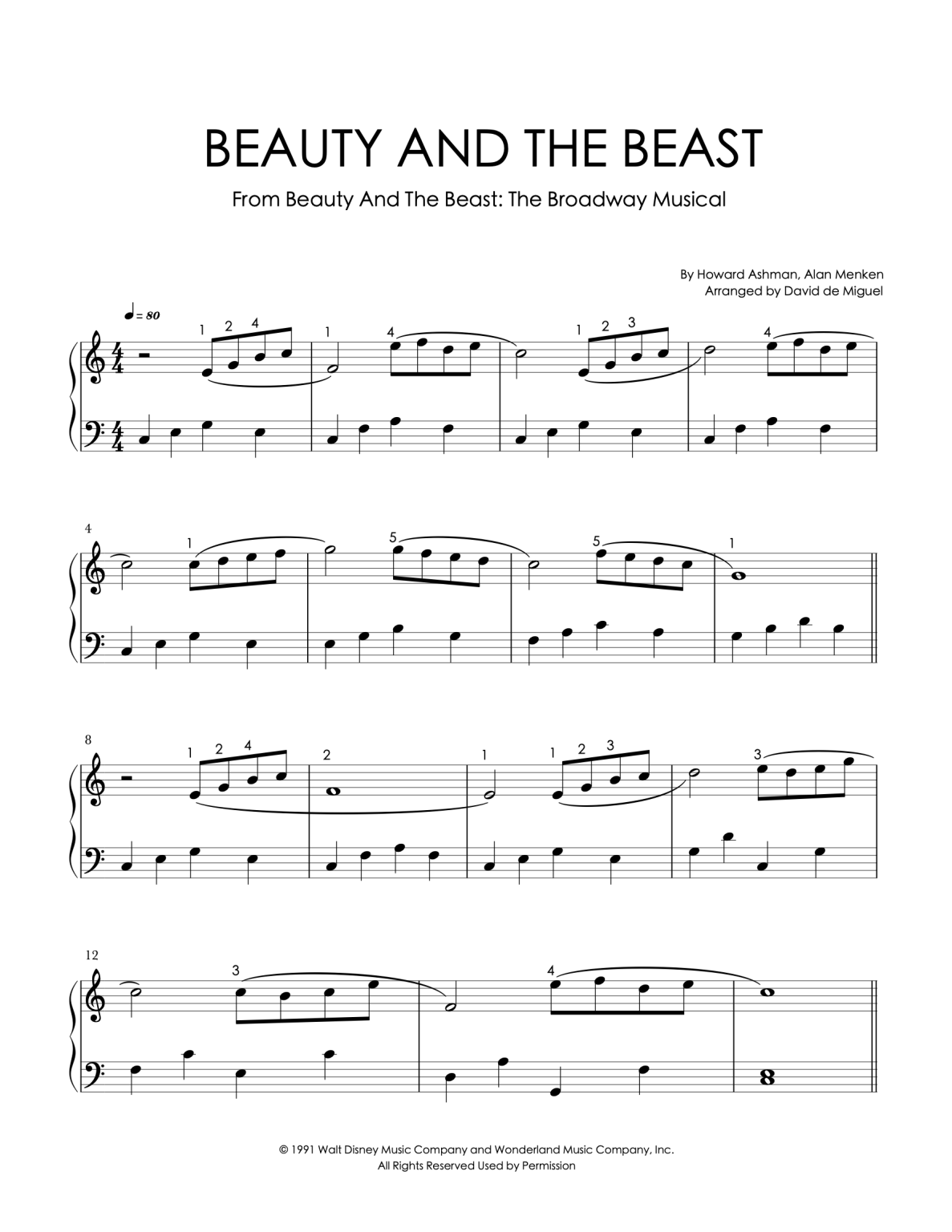 Fascinating Beauty And The Beast Piano Sheet Gallery