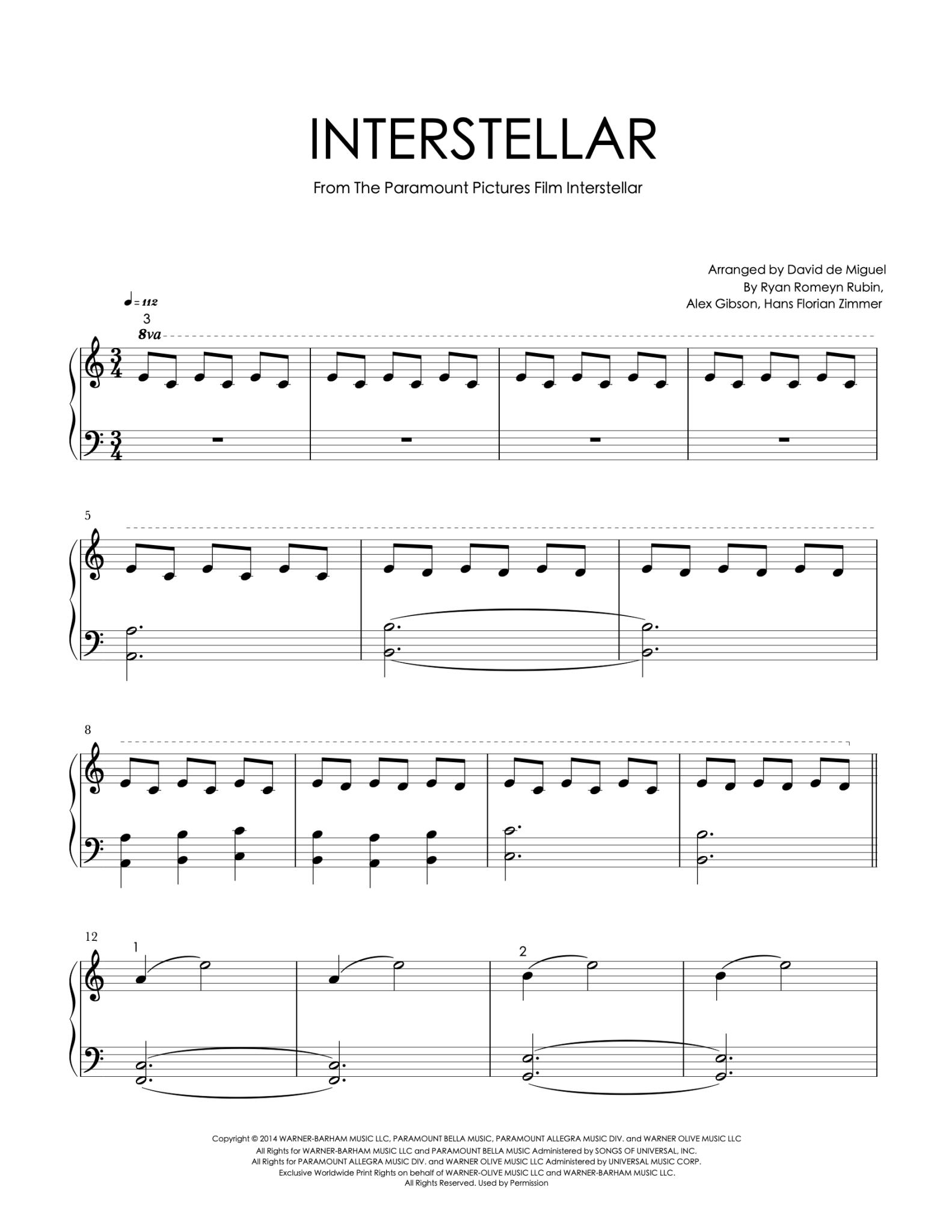 Interstellar – Hans Zimmer | Partituras para Piano Fácil