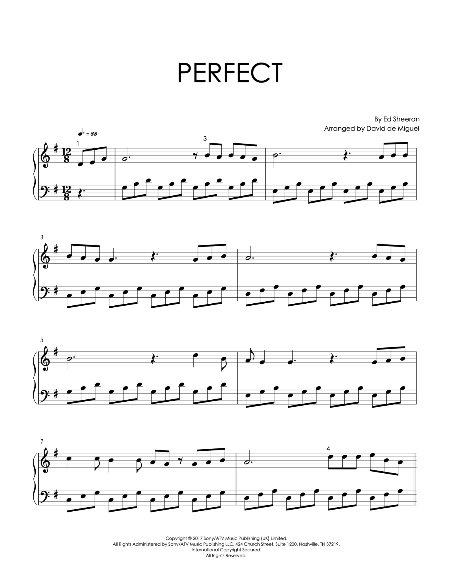 Perfect – Ed Sheeran | Partitura para Piano Nivel Intermedio