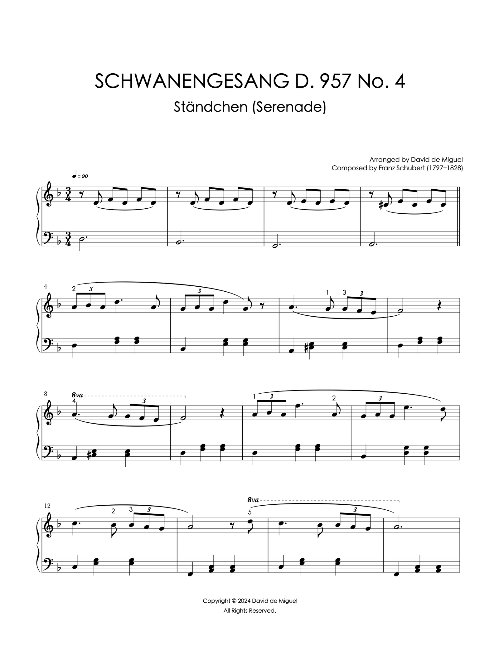 Schwanengesang D. 957 No. 4 – Ständchen – Schubert | Partitura para ...